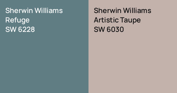 Sherwin Williams Refuge vs. Sherwin Williams Artistic Taupe comparison