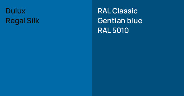 Dulux Regal Silk vs. RAL Classic Gentian blue comparison
