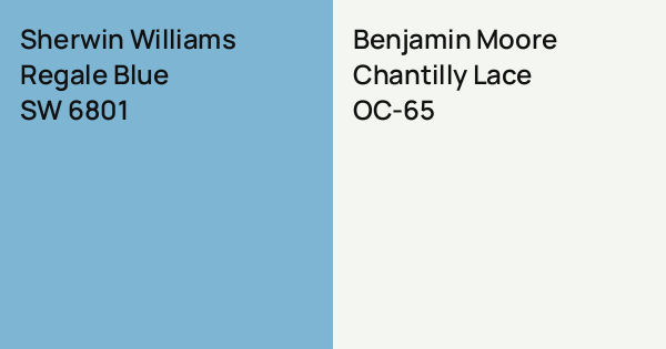 Sherwin Williams Regale Blue vs. Benjamin Moore Chantilly Lace comparison