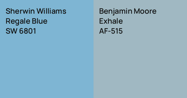 Sherwin Williams Regale Blue vs. Benjamin Moore Exhale comparison