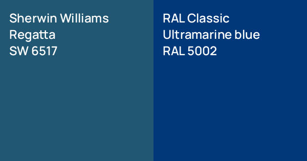 Sherwin Williams Regatta vs. RAL Classic Ultramarine blue comparison