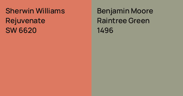 Sherwin Williams Rejuvenate vs. Benjamin Moore Raintree Green comparison
