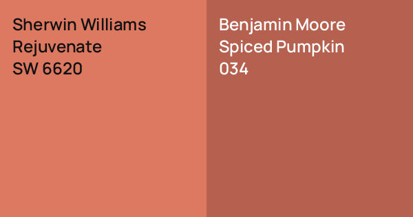 Sherwin Williams Rejuvenate vs. Benjamin Moore Spiced Pumpkin comparison