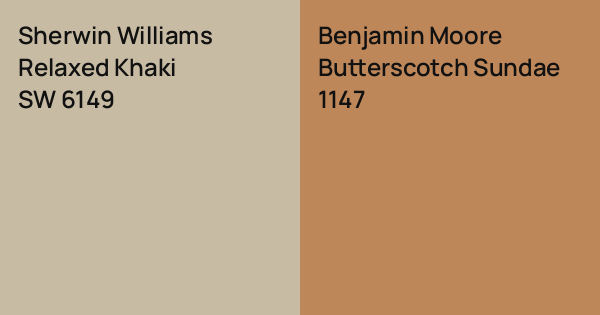 Sherwin Williams Relaxed Khaki vs. Benjamin Moore Butterscotch Sundae ...