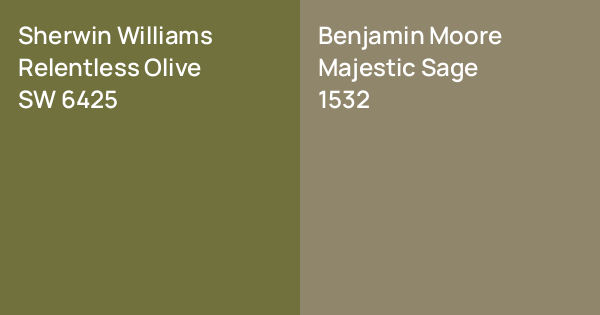 Sherwin Williams Relentless Olive vs. Benjamin Moore Majestic Sage ...