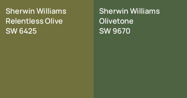 Sherwin Williams Relentless Olive vs. Sherwin Williams Olivetone comparison