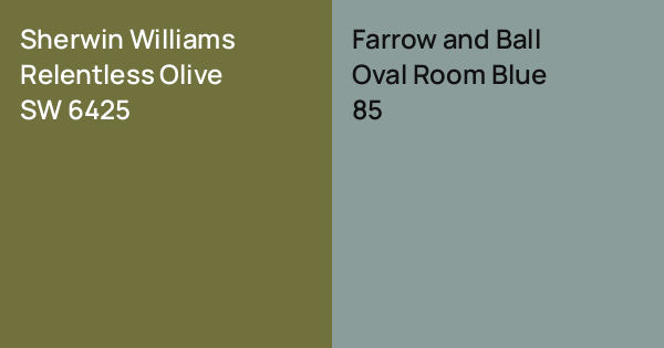 Sherwin Williams Relentless Olive vs. Farrow and Ball Oval Room Blue ...