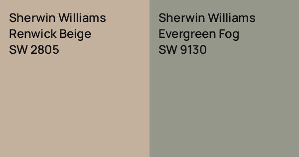 Sherwin Williams Renwick Beige vs. Sherwin Williams Evergreen Fog ...