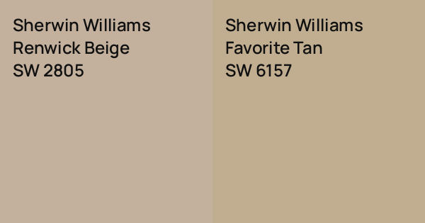 Sherwin Williams Renwick Beige vs. Sherwin Williams Favorite Tan comparison