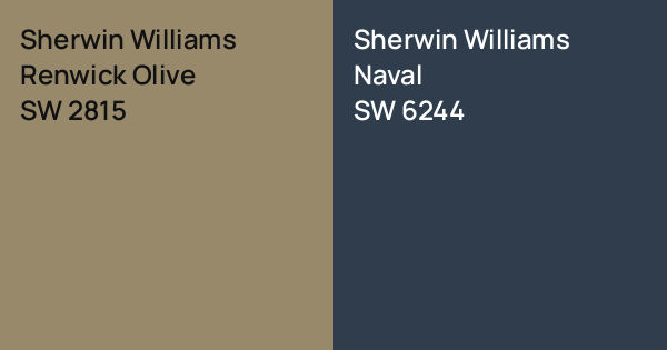 Sherwin Williams Renwick Olive vs. Sherwin Williams Naval comparison