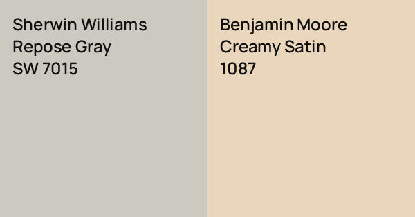 Sherwin Williams Repose Gray vs. Benjamin Moore Creamy Satin comparison