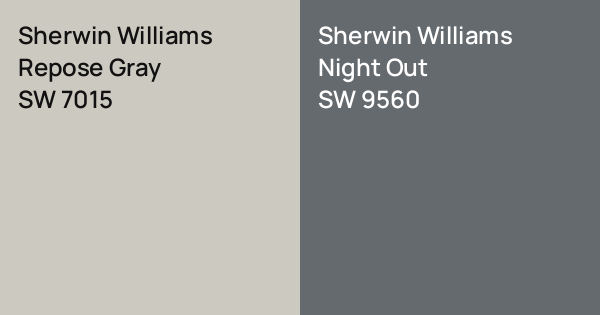 Sherwin Williams Repose Gray vs. Sherwin Williams Night Out comparison