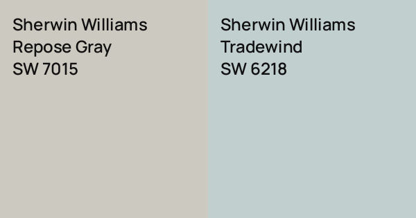 Sherwin Williams Repose Gray vs. Sherwin Williams Tradewind comparison