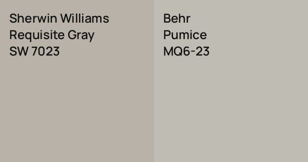Sherwin Williams Requisite Gray vs. Behr Pumice comparison