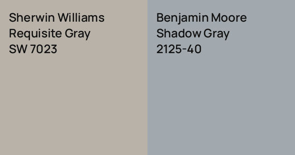 Sherwin Williams Requisite Gray vs. Benjamin Moore Shadow Gray comparison