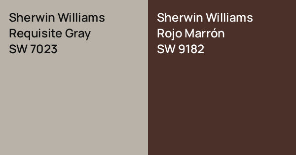 Sherwin Williams Requisite Gray vs. Sherwin Williams Rojo Marrón comparison