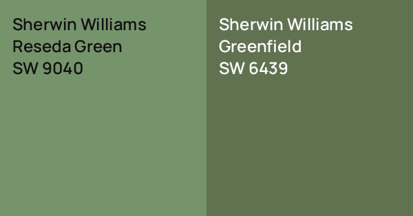 Sherwin Williams Reseda Green vs. Sherwin Williams Greenfield comparison