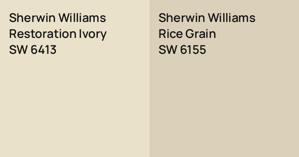 Sherwin Williams Restoration Ivory vs. Sherwin Williams Rice Grain ...