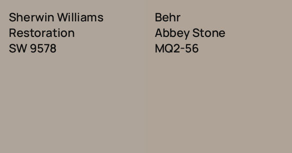 Sherwin Williams Restoration vs. Behr Abbey Stone comparison