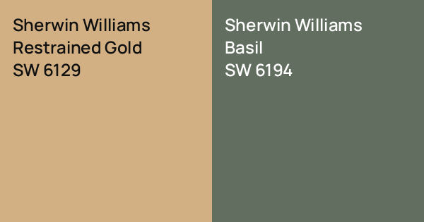 Sherwin Williams Restrained Gold vs. Sherwin Williams Basil comparison