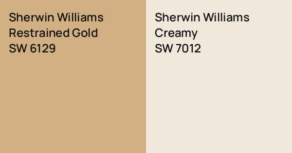 Sherwin Williams Restrained Gold vs. Sherwin Williams Creamy comparison