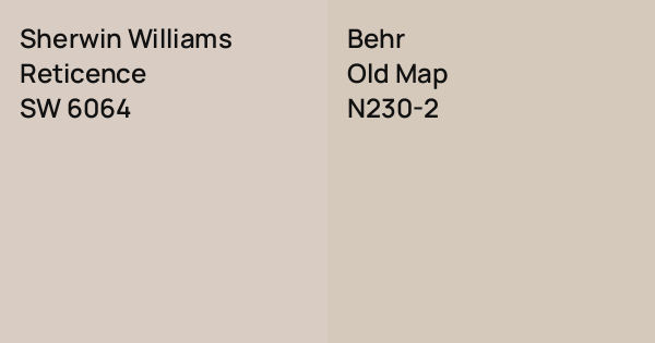 Sherwin Williams Reticence vs. Behr Old Map comparison