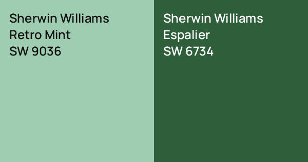Sherwin Williams Retro Mint vs. Sherwin Williams Espalier comparison