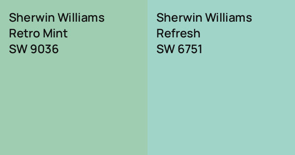 Sherwin Williams Retro Mint vs. Sherwin Williams Refresh comparison