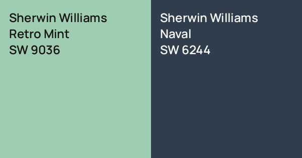 Sherwin Williams Retro Mint vs. Sherwin Williams Naval comparison