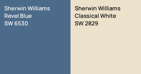 Sherwin Williams Revel Blue vs. Sherwin Williams Classical White comparison