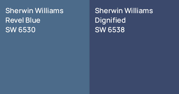 Sherwin Williams Revel Blue vs. Sherwin Williams Dignified comparison