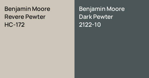 Benjamin Moore Revere Pewter vs. Benjamin Moore Dark Pewter comparison