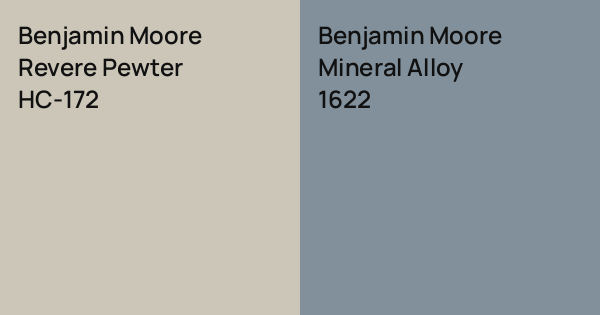 Benjamin Moore Revere Pewter vs. Benjamin Moore Mineral Alloy comparison