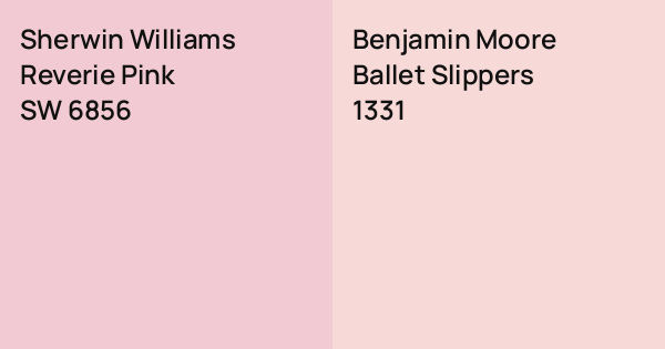Sherwin Williams Reverie Pink vs. Benjamin Moore Ballet Slippers comparison