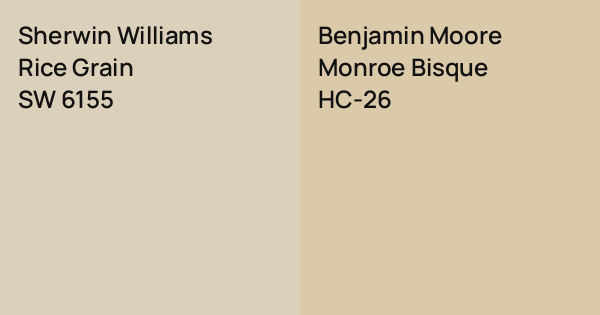 Sherwin Williams Rice Grain vs. Benjamin Moore Monroe Bisque comparison