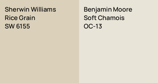 Sherwin Williams Rice Grain vs. Benjamin Moore Soft Chamois comparison