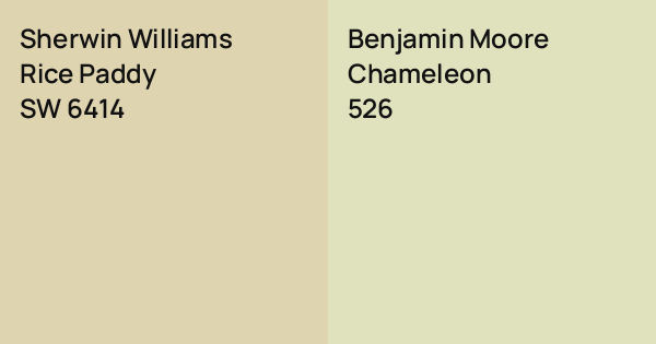 Sherwin Williams Rice Paddy vs. Benjamin Moore Chameleon comparison