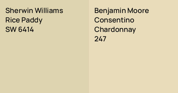 Sherwin Williams Rice Paddy vs. Benjamin Moore Consentino Chardonnay ...