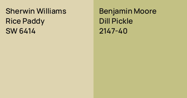 Sherwin Williams Rice Paddy vs. Benjamin Moore Dill Pickle comparison