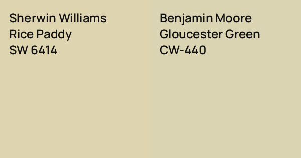 Sherwin Williams Rice Paddy vs. Benjamin Moore Gloucester Green comparison