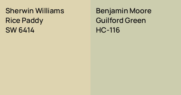 Sherwin Williams Rice Paddy vs. Benjamin Moore Guilford Green comparison