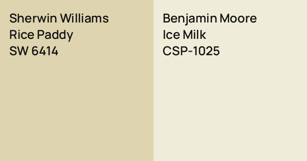 Sherwin Williams Rice Paddy vs. Benjamin Moore Ice Milk comparison
