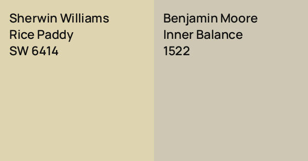 Sherwin Williams Rice Paddy vs. Benjamin Moore Inner Balance comparison