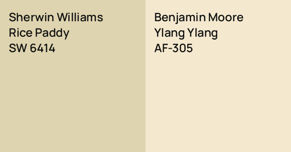 Sherwin Williams Rice Paddy vs. Benjamin Moore Ylang Ylang comparison