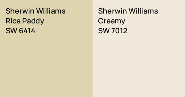 Sherwin Williams Rice Paddy vs. Sherwin Williams Creamy comparison