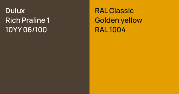 Dulux Rich Praline 1 vs. RAL Classic Golden yellow comparison