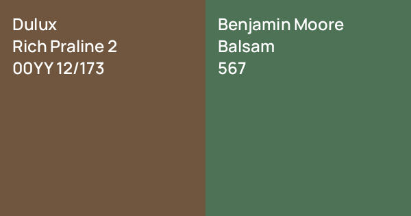 Dulux Rich Praline 2 vs. Benjamin Moore Balsam comparison