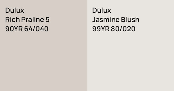 Dulux Rich Praline 5 vs. Dulux Jasmine Blush comparison