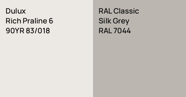Dulux Rich Praline 6 vs. RAL Classic Silk Grey comparison