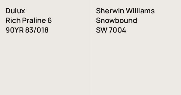 Dulux Rich Praline 6 vs. Sherwin Williams Snowbound comparison